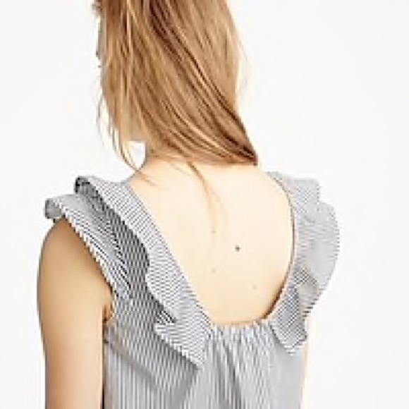 J. Crew | Tops | Jcrew Navy Ruffle Tank Low Back | Poshmark